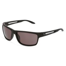 Puma PU0353S | Unisex-Sonnenbrille | Fassung: Vollrand, Quadratisch, Kunststoff, Schwarz Matt | Glasfarbe: Grau