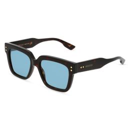 Gucci GG1084S | Unisex-Sonnenbrille | Fassung: Vollrand, Quadratisch, Acetat, Schwarz Gl&auml;nzend | Glasfarbe: Blau