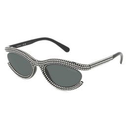 Swarovski SK6006 | Damen-Sonnenbrille | Fassung: Halbrand, Oval, Acetat, Schwarz | Glasfarbe: Grau