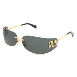 Miu Miu MU A51S | Damen-Sonnenbrille | Fassung: Randlos, Eckig, Metall, Gold | Glasfarbe: Grau
