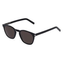 SAINT LAURENT SL 28 SLIM | Unisex-Sonnenbrille | Fassung: Vollrand, Quadratisch, Kunststoff, Schwarz | Glasfarbe: Braun