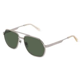 Gucci GG0981S | Unisex-Sonnenbrille | Fassung: Vollrand, Pilot, Metall, Silber | Glasfarbe: Gr&uuml;n