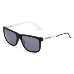 Adidas Originals OR0040 | Unisex-Sonnenbrille | Fassung: Vollrand, Quadratisch, Kunststoff, Schwarz Matt | Glasfarbe: Grau