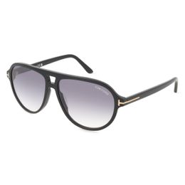 Tom Ford FT0932 JEFFREY | Herren-Sonnenbrille | Fassung: Vollrand, Pilot, Acetat, Schwarz Gl&auml;nzend | Glasfarbe: Grau Verlaufend