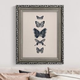 Bilderwelten Leinwandbild mit Barockrahmen Tusche Schmetterlinge auf Beige
