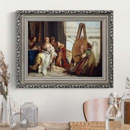 Bilderwelten Bild mit Barockrahmen Antik originell modern Barock braun - Giovanni Battista Tiepolo - Alexander der Gro&szlig;e - edle Optik Wohnzimmer Schlafzimmer