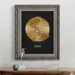 Bilderwelten Leinwandbild mit Barockrahmen Sternzeichen Jungfrau Grau Gold