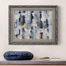 Bilderwelten Leinwandbild mit Barockrahmen Abstraktes Aquarell mit Gold