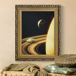Gerahmtes Leinwandbild Retro Collage - Saturn Highway
