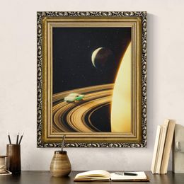 Bilderwelten Bild mit Barockrahmen Antik originell Fotomontage Barock schwarz - Retro Collage - Saturn Highway - Auto Landmaschine & LKW Jugendzimmer