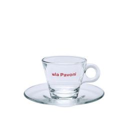 La Pavoni 6 Glas-Espresso- Tassen mit Untertassen