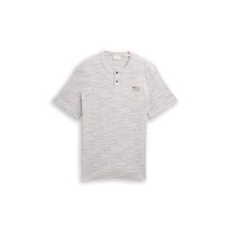 Tom Tailor Herren Henley T-Shirt in Melange-Optik, wei&szlig;, Meliert, Gr. XXL
