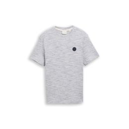 Tom Tailor Herren T-Shirt mit Waffelstruktur, wei&szlig;, Meliert, Gr. L