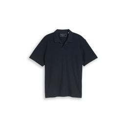 Tom Tailor Denim Herren Relaxed Fit Resort Poloshirt mit Waffelstruktur, blau, Uni, Gr. XXL