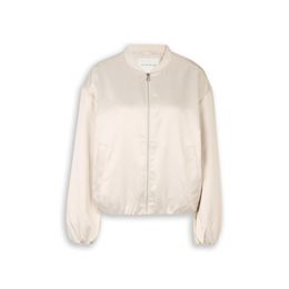 Tom Tailor Damen Satin Blouson Jacke mit Bomberkragen, braun, Uni, Gr. XXL