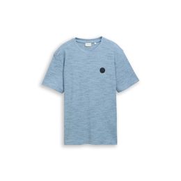 Tom Tailor Herren T-Shirt mit Waffelstruktur, blau, Meliert, Gr. M