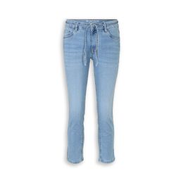 Tom Tailor Damen TTLENE SLIM CROPPED Stretch Jeans mit Bindeg&uuml;rtel, blau, Uni, Gr. 28/26