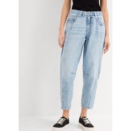 bonprix Barrel-Jeans Mid Waist cropped, blau, Gr.40, Barrel-Jeans, Mid Waist, cropped, 100% Baumwolle