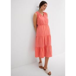 bonprix Kleid aus weichem Musselin, pink, Gr.50, weit geschnittenes Kleid aus reiner Baumwolle, aus 100% Baumwolle