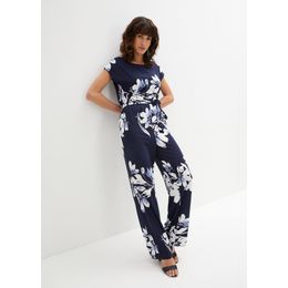 bonprix Jumpsuit mit Bindeband, blau, Gr.48/50 (XL), eleganter Jumpsuit