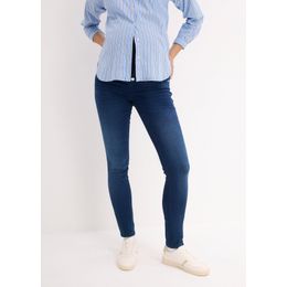 bonprix Umstandsjeans mit w&auml;rmender Innenseite Slim-Fit, blau, Gr.52, Funktionale Umstands-Thermojeans mit Bauchband, 73% Baumwolle