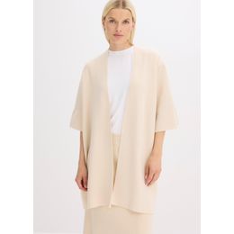 bonprix Oversize Strick-Cape, beige, Gr.36/38 (S), Oversize Strick-Cape mit verl&auml;ngerten kurzen &Auml;rmeln