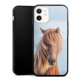 DeinDesign iPhone 12 mini Handy Slim Case extra d&uuml;nn Silikon Handyh&uuml;lle schwarz H&uuml;lle Animals Animal Look Horse Silikon Slim Case