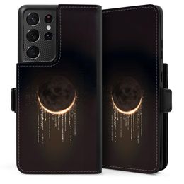 DeinDesign Galaxy S21 Ultra 5G Handy Klapph&uuml;lle Handyh&uuml;lle aus Kunst Leder schwarz Flip Case Full Moon Moon Light Sideflip mit Lasche