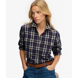 Superdry Damen Holzf&auml;ller Karo Flanellhemd Navy - Gr&ouml;&szlig;e: 44 2102824000398C1A025