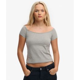 Superdry Damen Bardot Kurzarm-schulterfreies Oberteil Grey - Gr&ouml;&szlig;e: 38 210242200019807Q017