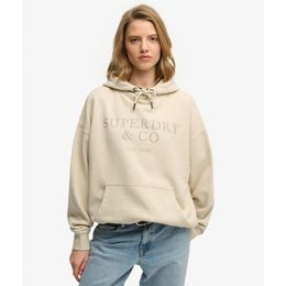 Superdry Damen Baumwolle Logo Druck Luxe Casual Hoodie In Lockerer Passform, Beige - Gr&ouml;&szlig;e: 40 21026225018829JI019