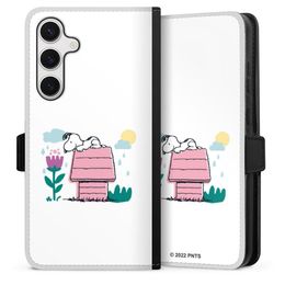 DeinDesign Galaxy S24+ Handy Klapph&uuml;lle Handyh&uuml;lle aus Kunst Leder schwarz Flip Case Snoopy Dog Official Licensed Product Sideflip mit Lasche