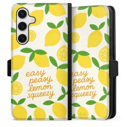 DeinDesign Galaxy S24+ Handy Klapph&uuml;lle Handyh&uuml;lle aus Kunst Leder schwarz Flip Case Spruch Statement Lemon Sideflip mit Lasche