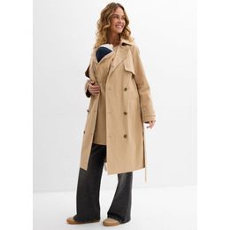 bonprix 3-in-1 Trenchcoat f&uuml;r die Schwangerschaft und danach mit Trageeinsatz, beige, Gr.46, Wasserabweisender Umstands- Trenchcoat mit Einsatz f&uuml;rs Baby, 97% Baumwolle