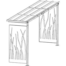 Mottez Fahrradunterstand, HxB 2360 x 5600 mm, Schilfrohr, Tiefe 1000 mm, Anbaueinheit