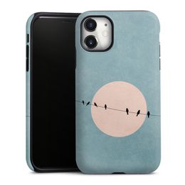 DeinDesign iPhone 11 Handy Panzer Handyh&uuml;lle robuste Outdoor H&uuml;lle Schutzh&uuml;lle matt Turquoise Bird Moon Tough Case