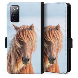 DeinDesign Galaxy S20 Handy Klapph&uuml;lle Handyh&uuml;lle aus Kunst Leder schwarz Flip Case Animals Animal Look Horse Sideflip mit Lasche