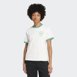 T-Shirt adidas originals "RETRO TENNIS REGULAR", Damen, Gr. L, wei&szlig; (cloud wei&szlig;), Obermaterial: 100% Baumwolle, Rundhals, Shirts T-Shirt, sportliche regul&auml;re Passform, mit Grafik auf der Vorderseite