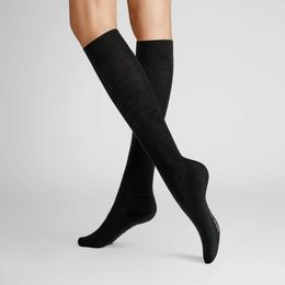 Kniestr&uuml;mpfe Hudson "Kniestrumpf Only 2-Pack", Damen, Gr. 39-42, schwarz (braunmeliert 0763), Obermaterial: 75% Schurwolle WV. 23% Polyamid PA. 2% Elasthan EL., Socken Kniestr&uuml;mpfe