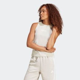 Tanktop adidas Sportswear "ESSENTIALS LINEAR SLIM COTTON", Damen, Gr. S, grau (wonder aluminium, wei&szlig;), Obermaterial: 93% Baumwolle, 7% Elasthan, Rundhals, Tops Tanktop