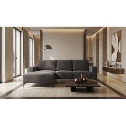 Ecksofa Home Affaire "Tournon L-Form, Breite 232 cm, Breitcord", anthrazit, B:232cm H:85cm T:152cm, 90% Polyester, 10% Nylon, Sofas, Ecksofa, Designsofa im nordischen Stil, Wellenunterfederung, Metallf&uuml;&szlig;e
