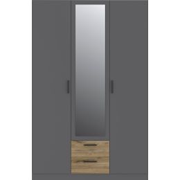 Kleiderschrank FORTE, grau (uni wolfram grau, flagstaff eiche hell), B:135,6cm H:210,5cm T:54,5cm, Schr&auml;nke, Kleiderschrank