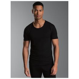 Funktionsshirt TRIGEMA "TRIGEMA T-Shirt aus Merinowolle", Herren, Gr. S, schwarz, Stoff, 80% Wolle (Merinowolle), 20% Polyamid, normal, Rundhals, Shirts Funktionsshirt