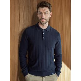 Strickpullover Lerros "Strickpolo mit breiter Strickrippe", Herren, Gr. XXL, classic navy, 100% Baumwolle, ohne Ausschnitt, Pullover Strickpullover