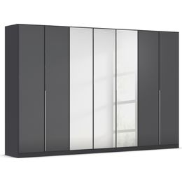Dreht&uuml;renschrank OTTO HOME "Kleiderschrank Kleiderschr&auml;nke Schrank Garderobe AGORDO mit Glasfront", grau (graumetallic, glas basalt), B:315cm H:210cm T:54cm, Holzwerkstoff, Schr&auml;nke, Dreht&uuml;renschrank, durchdachte Innenausstattung, in 8 Breiten und 2 H&ouml;hen MADE IN GERMANY