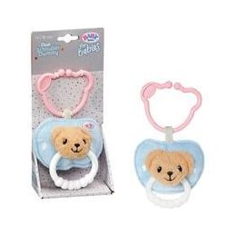 Schnuller f&uuml;r Babys Baby Born mit Bei&szlig;ring und Clip Teddy-Design waschbar