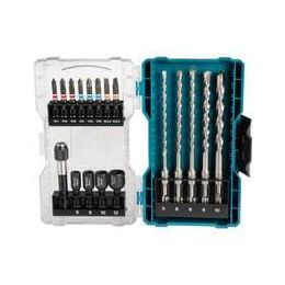 Makita Bohrer-Bit-Set SDS Plus, 18-teilig, Bohrer- & Bit-Satz Klappbox mit transparentem Deckel