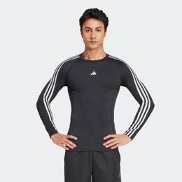 Funktionsshirt adidas Performance "TECHFIT COMPRESSION TRAINING 3-STREIFEN LONGSLEEVE", Herren, Gr. S, schwarz, Obermaterial: 79% Polyester, 21% Elasthan, Shirts Funktionsshirt