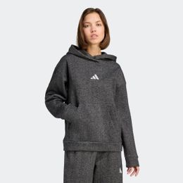 Kapuzensweatshirt adidas Sportswear "ALL SZN HOLIDAY GLITTER FLEECE LOOSE HOODIE", Damen, Gr. M, schwarz, Obermaterial: 68% Baumwolle, 18% Polyester, 8% Polyamid, 6% metallisierte Fasern, angesetztes B&uuml;ndchen, Sweatshirts Kapuzensweatshirt