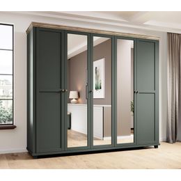 Kleiderschrank Home Affaire "Evora, Landhausschrank in 3 verschieden Gr&ouml;&szlig;en, T&uuml;ren mit Soft- Close", gr&uuml;n (gr&uuml;n, lefkas, gr&uuml;n), B:246cm H:216cm T:62cm, ABS-Kunststoff, Dekorfolie, FSC-zertifizierter Holzwerkstoff, MDF, Schr&auml;nke, Kleiderschrank, Kleiderschrank mit Spiegel, aus FSC-zertifiziertem Holzwerkstoff